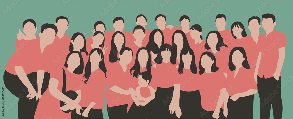 Flat illustration of young people, friends, classmates, students ...