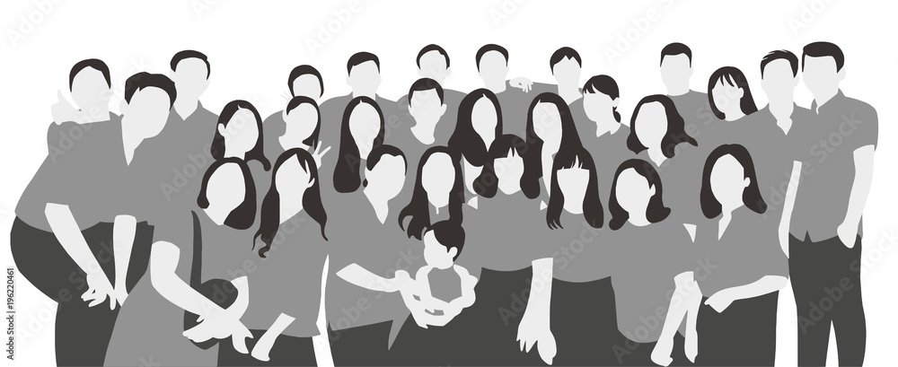 Flat illustration of young people, friends, classmates, students ...
