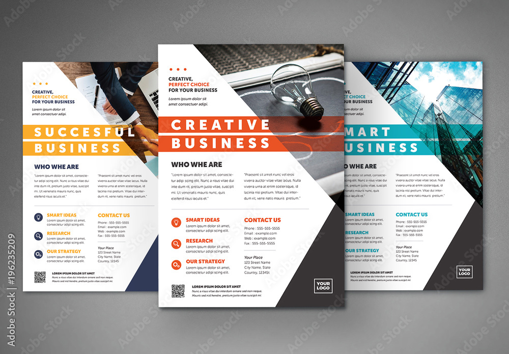 Business Flyer Layout with Colorful Accents 2 Stock Template | Adobe Stock