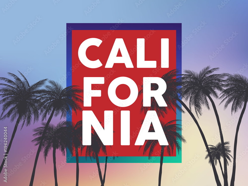 Summer california tumblr backgrounds set with palms, sky and sunset ...