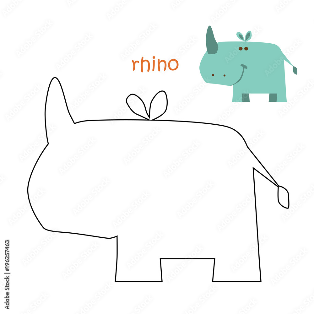 Kids coloring page - rhino Stock Illustration | Adobe Stock