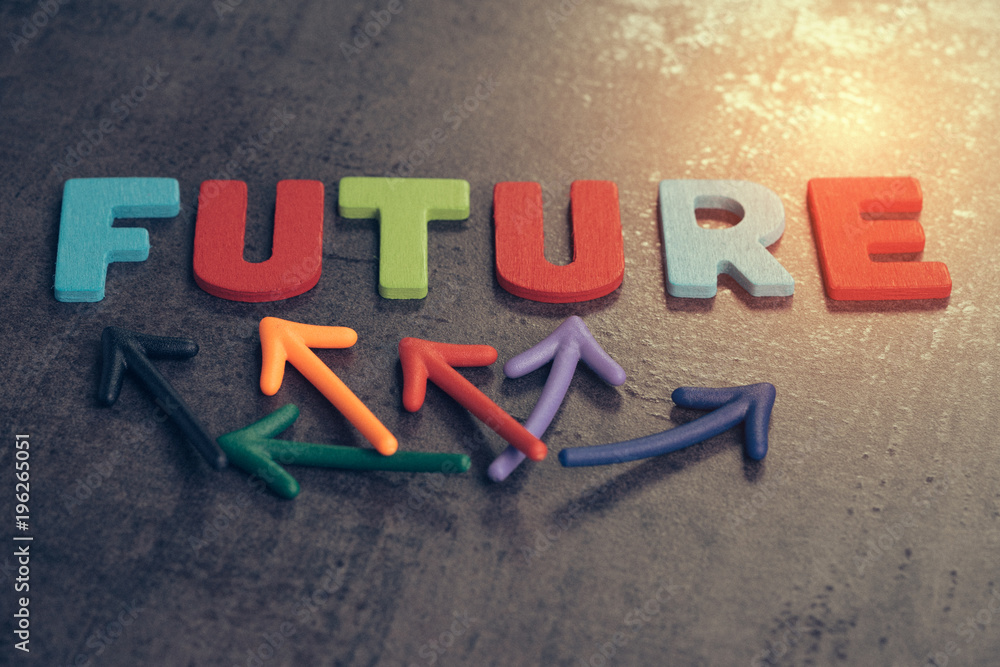 Uncertain future for life journey concept, colorful wooden alphabets ...