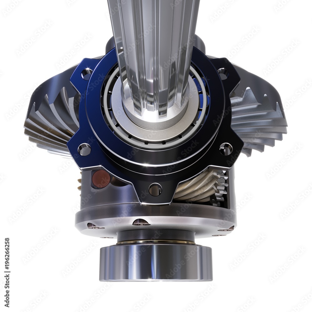 complex transmission cogs with bearings on white background 3D ...