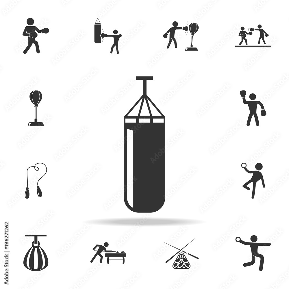Punching bag icon. Detailed set of athletes and accessories icons ...