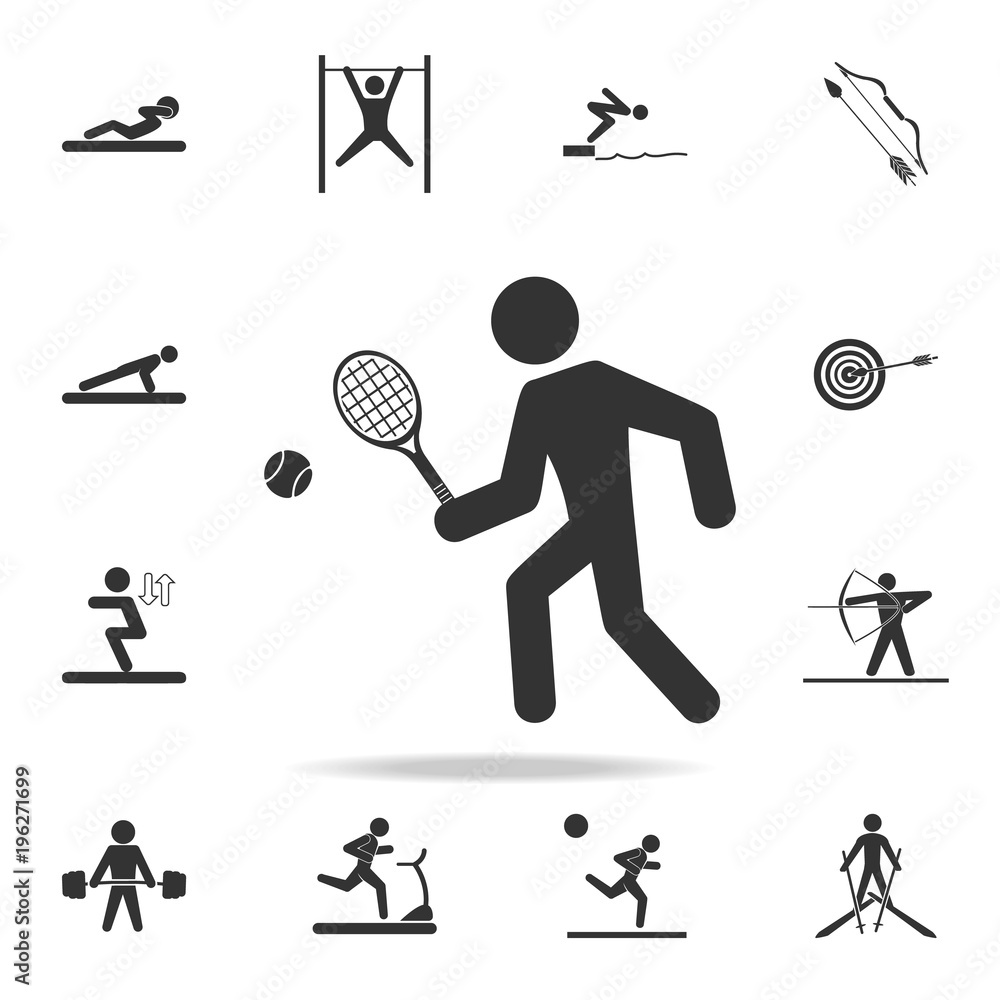 tennis player icon. Detailed set of athletes and accessories icons ...