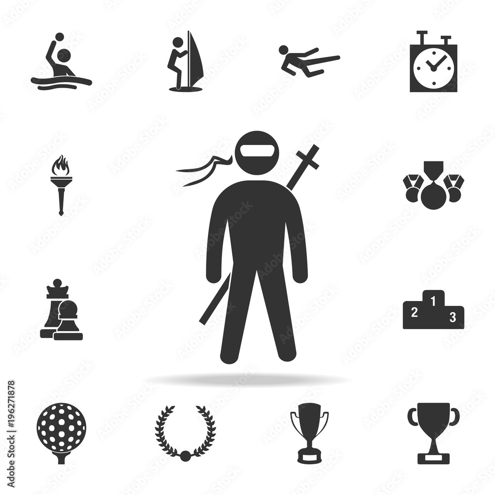 Ninja Icon. Detailed set of athletes and accessories icons. Premium ...