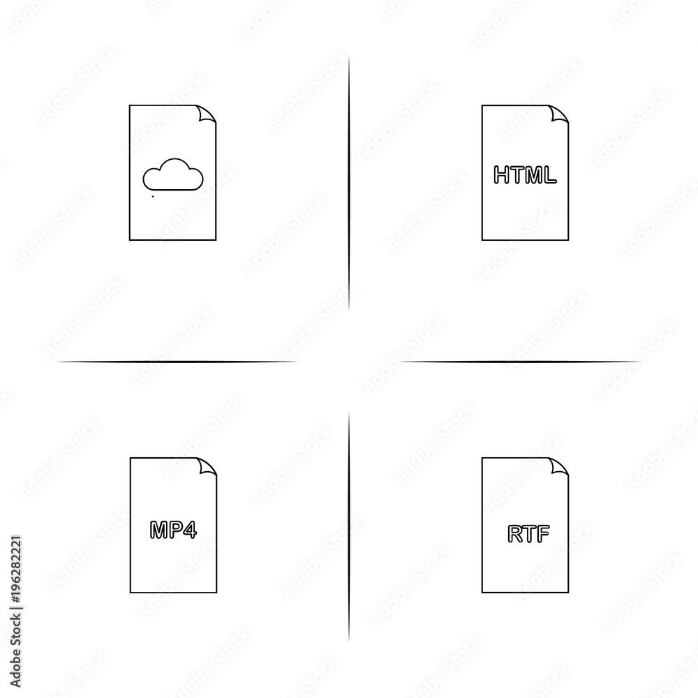 Files And Folders, Sign simple linear icon set.Simple outline icons Stock Vector | Adobe Stock