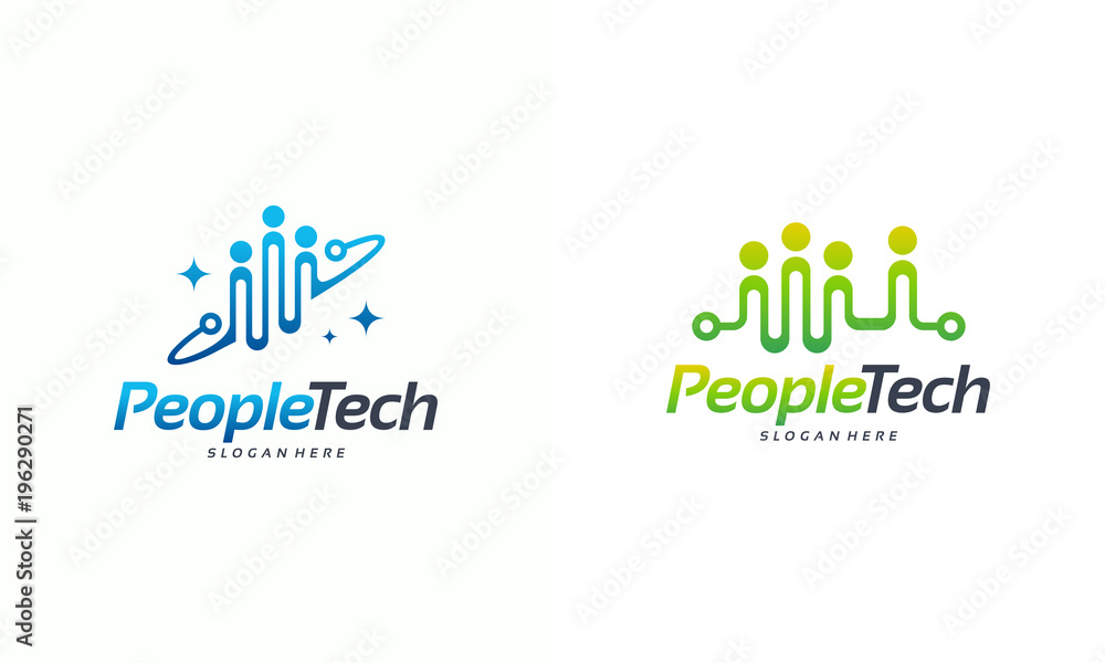 People Technology logo template vector, People Connect logo template ...