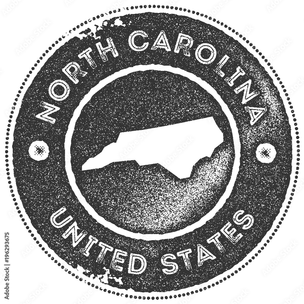 North Carolina map vintage stamp. Retro style handmade label, badge or ...