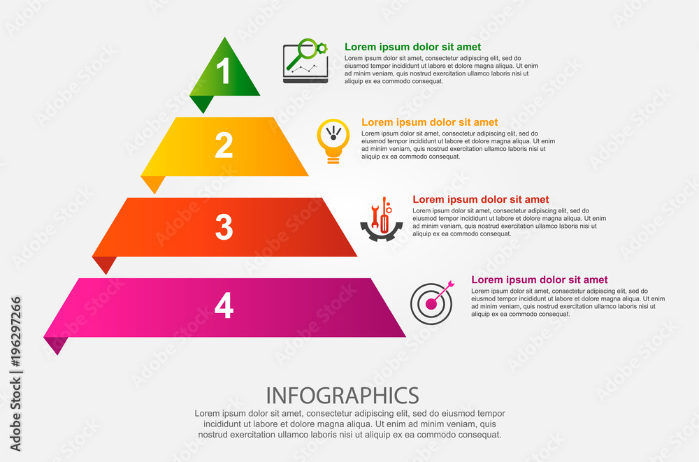 Modern vector illustration 3d. Infographic template of the pyramid with ...