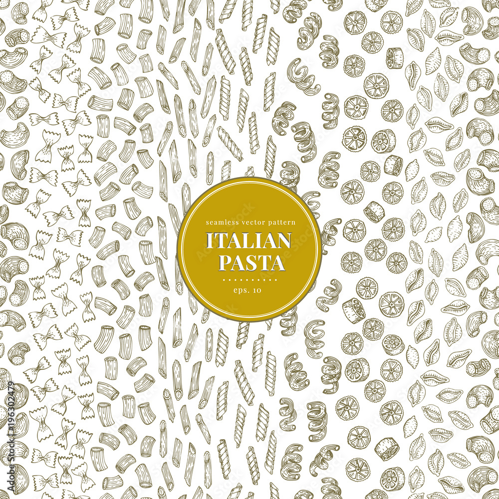 Seamless vector pattern with different types of traditional Italian ...