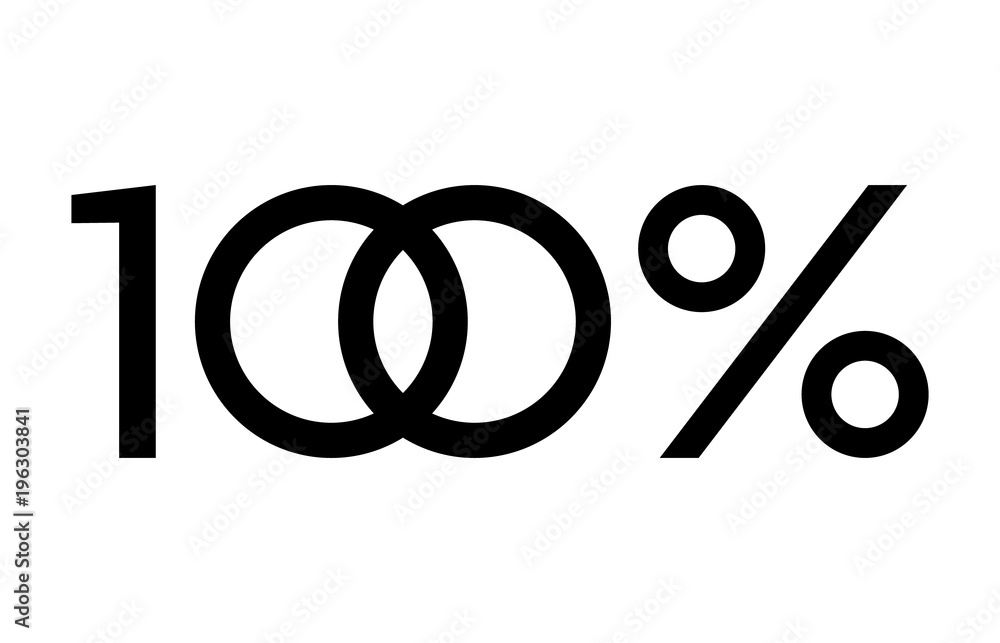 100% or 100 percent number design flat vector icon for apps and ...