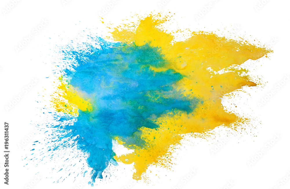 Watercolor splash on white background. Celebration of Holi festival ...