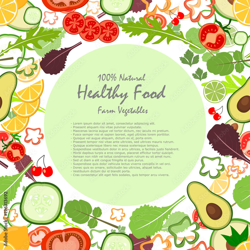 Seamless background pattern of organic farm fresh fruits and vegetables ...