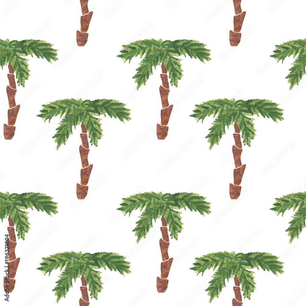 Watercolor palm tree hand painted isolated on white background Stock ...