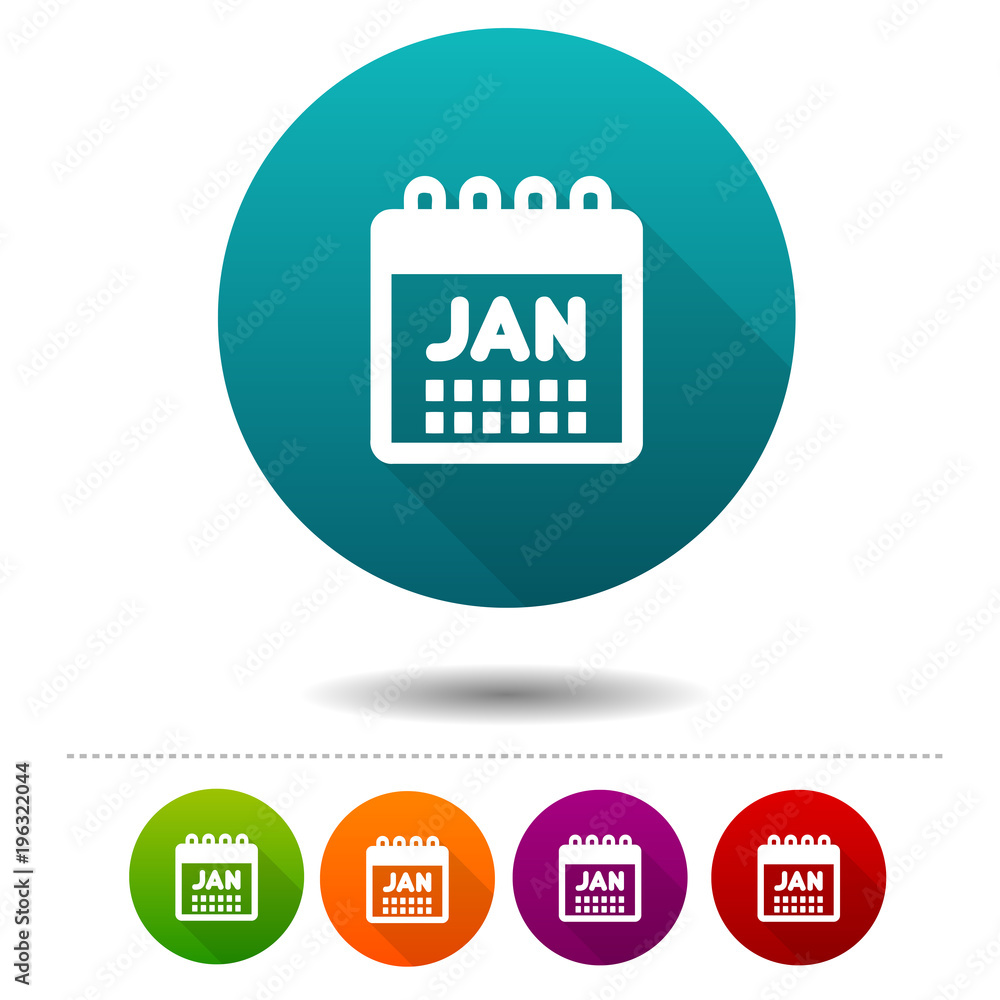 Month January icon. Calendar symbol sign. Web Button. Stock Vector ...
