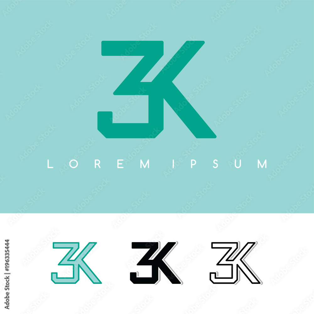 3k overlaping sign logo logotype vector art Stock Vector | Adobe Stock