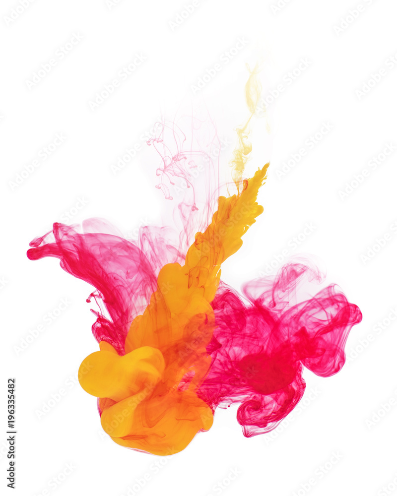 Poster Red and yellow color paint pouring. – Wall Art | UkPosters