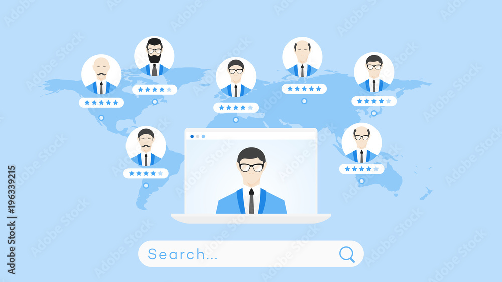 Global Searching On The Worldmap. Conceptual Flat Vector Illustration ...