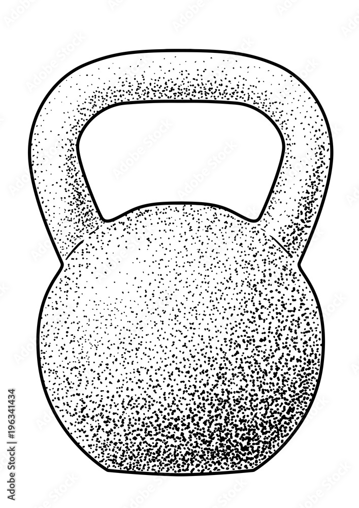 Kettle bell illustration, drawing, engraving, ink, line art, vector ...