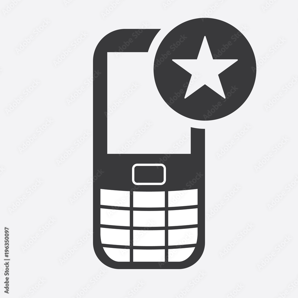 Cell phone icon with star sign. Cell phone icon and best, favorite ...