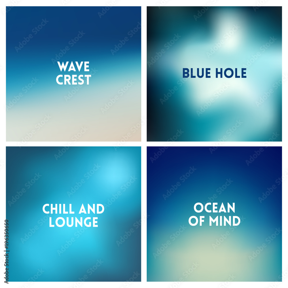 Abstract vector beach blurred background set. 4 colors set. Square ...