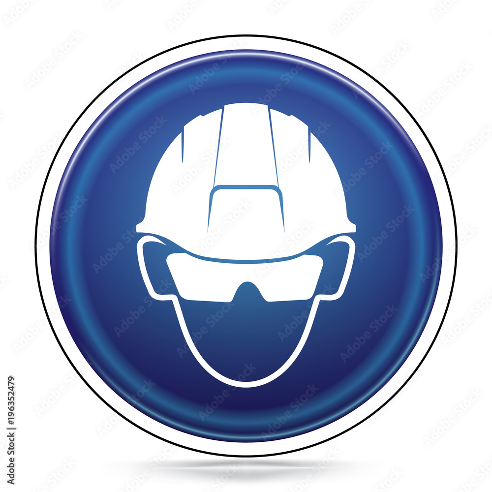 International Mandatory Head and Eye Protection Symbol,Blue warning ...