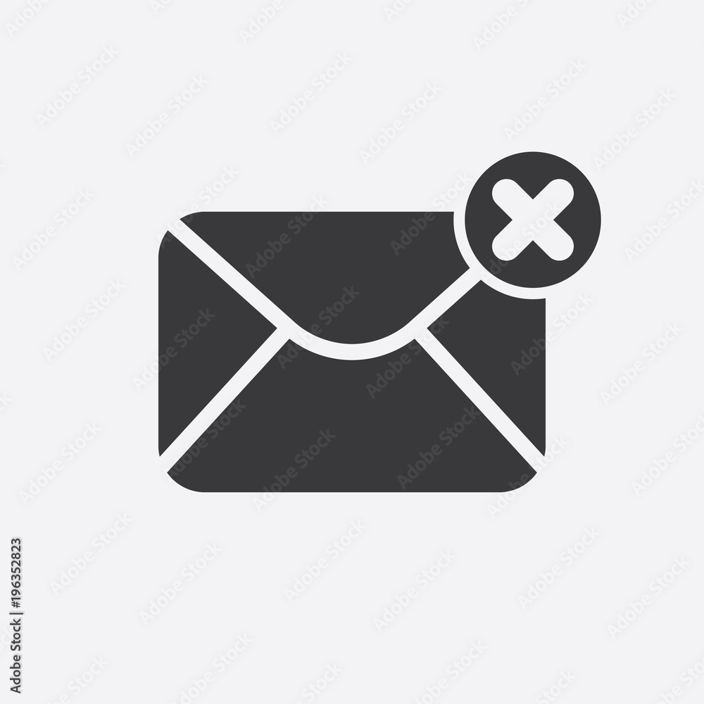 Mail icon with cancel sign. Mail icon and close, delete, remove symbol ...
