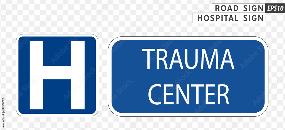 Road sign. Hospital signs. Vector illustration on transparent ...
