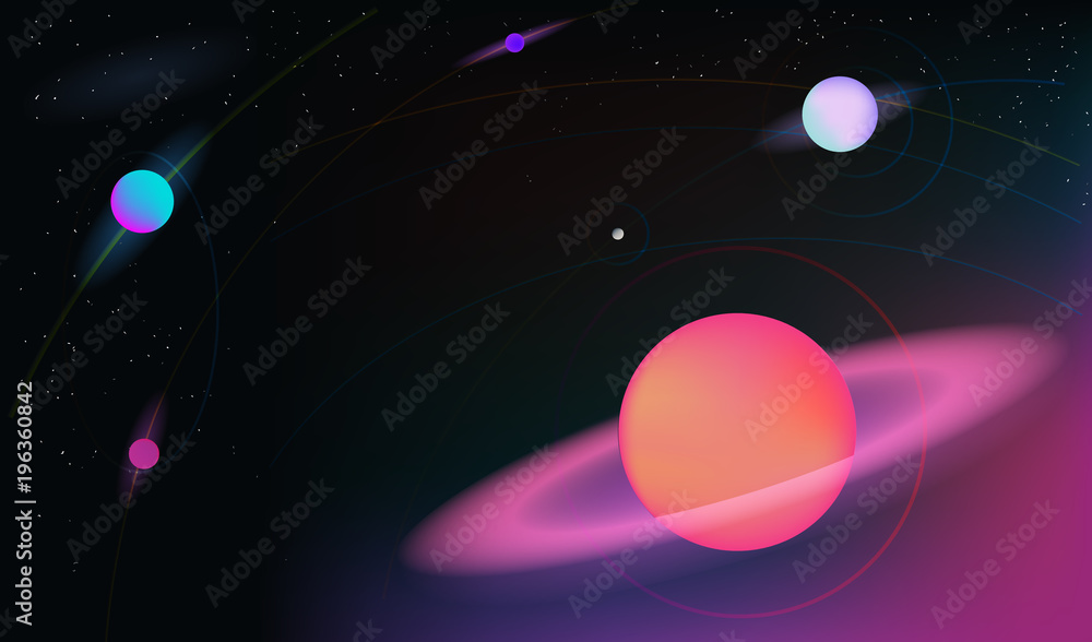 Vector realistic and futuristic space background with bright light ...
