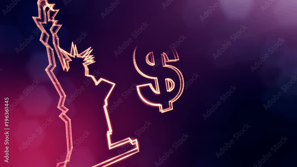 dollar sign and emblem of The Statue of Liberty. Finance background of ...
