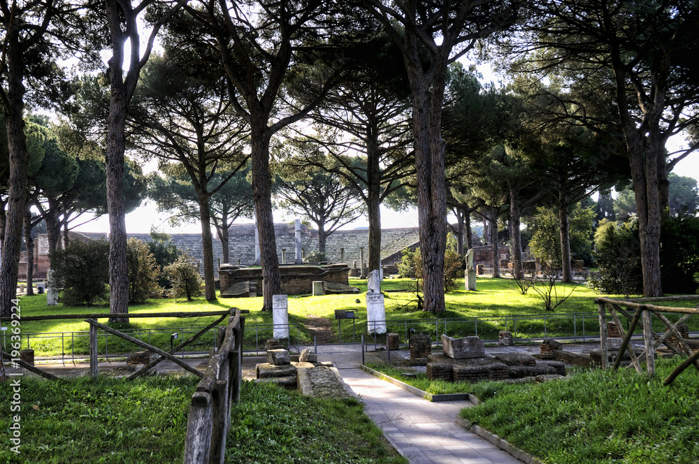 The archaeological site of Ostia Antica which was the old port of Rome ...