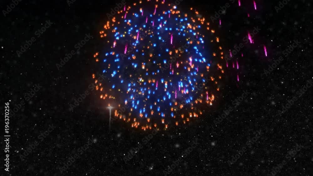 Snow and beautiful holiday fireworks, Alpha Channel Stock Video | Adobe ...