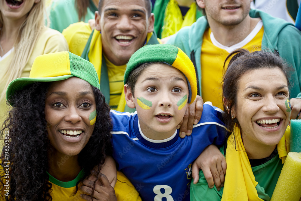 Brazilian football fans watching football match Stock Photo | Adobe Stock