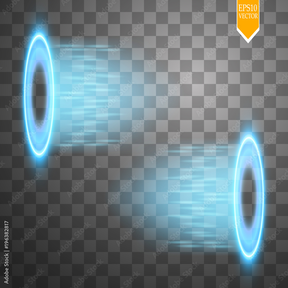 Magic fantasy portal. Futuristic teleport. Light effect. Blue candles ...