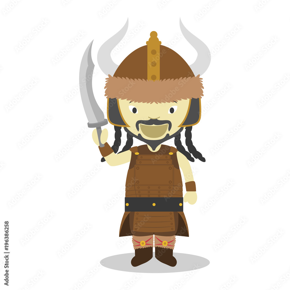 Attila cartoon character. Vector Illustration. Kids History Collection ...