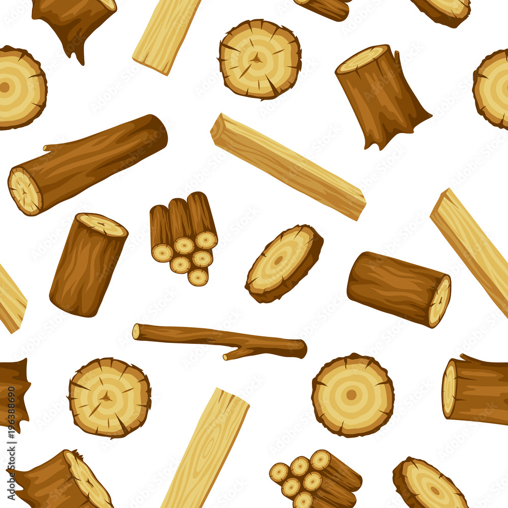 Seamless pattern with wood logs, trunks and planks. Background for ...