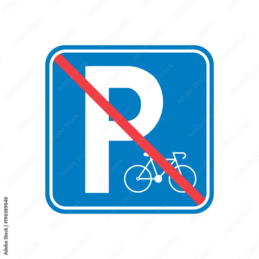 Vector illustration. No Parking area for bicycle sign icon. No Parking ...