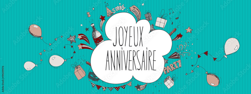 Poster French Happy Birthday background – Tableau | Europosters