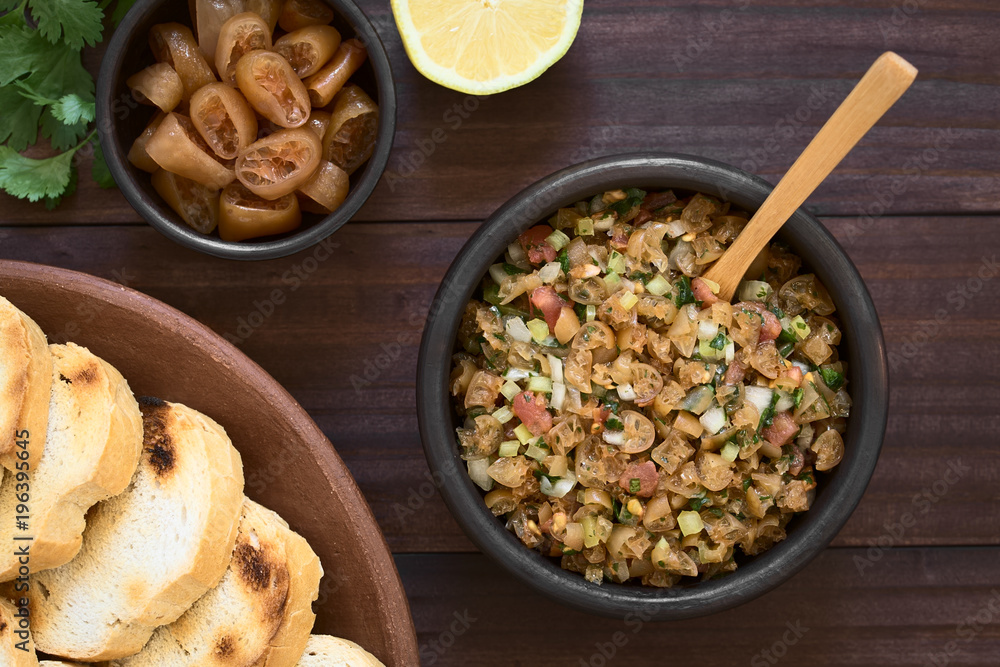 Chilean Pebre Salsa made of Cochayuyo (lat. Durvillaea antarctica) or ...