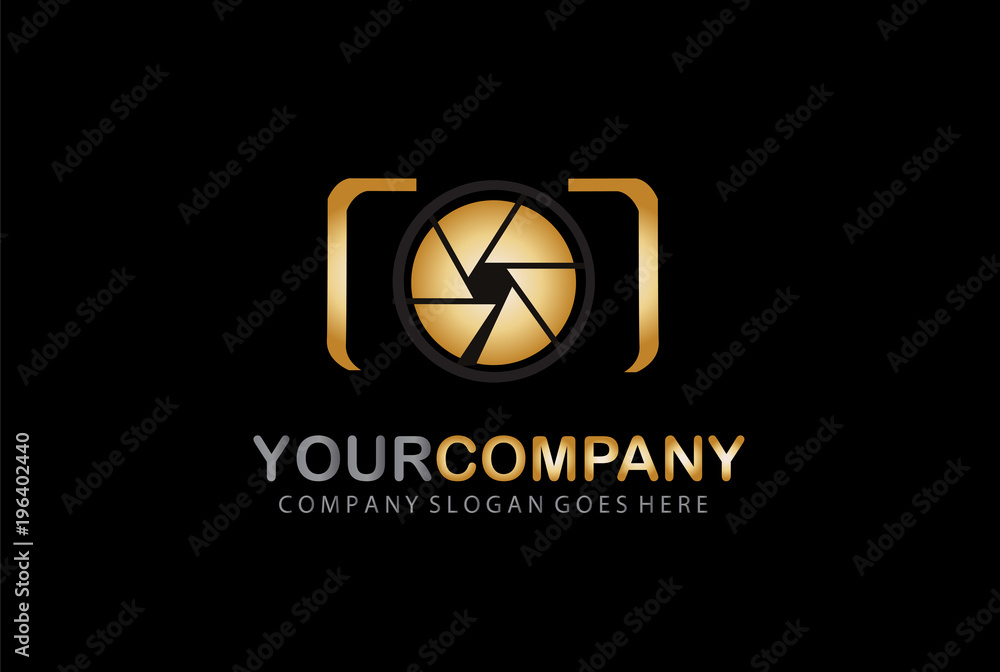 Golden Camera Logo Design Stock Vector | Adobe Stock
