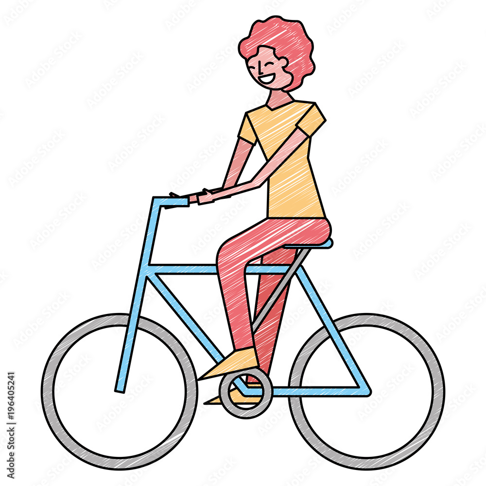 young man riding bike activity vector illustration drawing color design ...