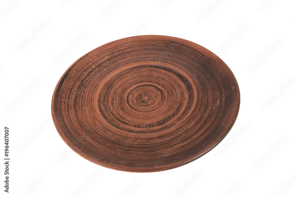 round clay plate isolated on white background Stock Photo | Adobe Stock