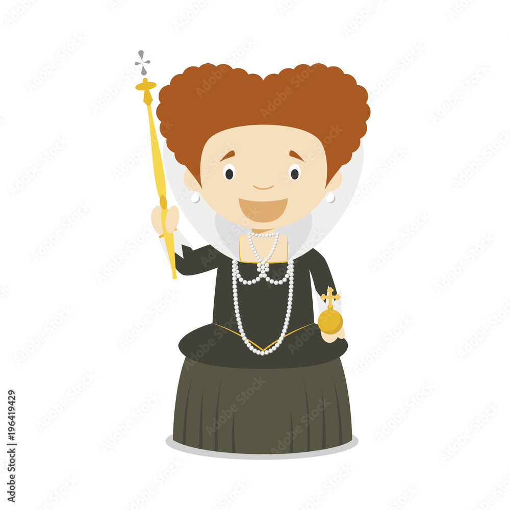 Elizabeth I of England cartoon character. Vector Illustration. Kids ...