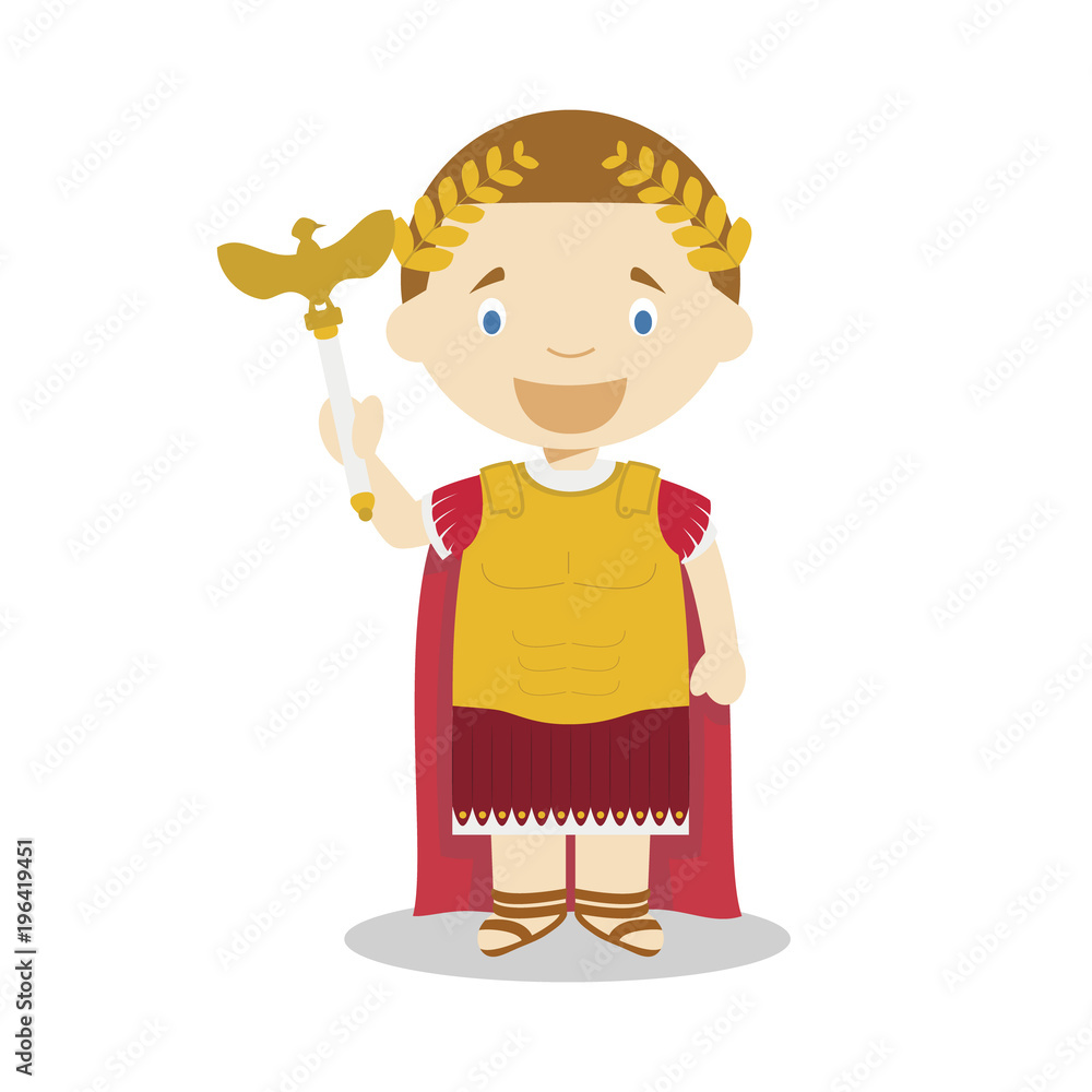 Emperor Augustus cartoon character. Vector Illustration. Kids History ...