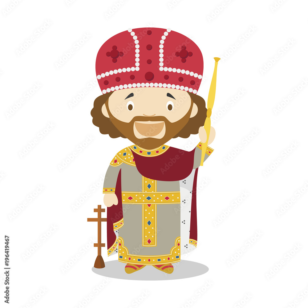 Emperor Constantine I cartoon character. Vector Illustration. Kids ...