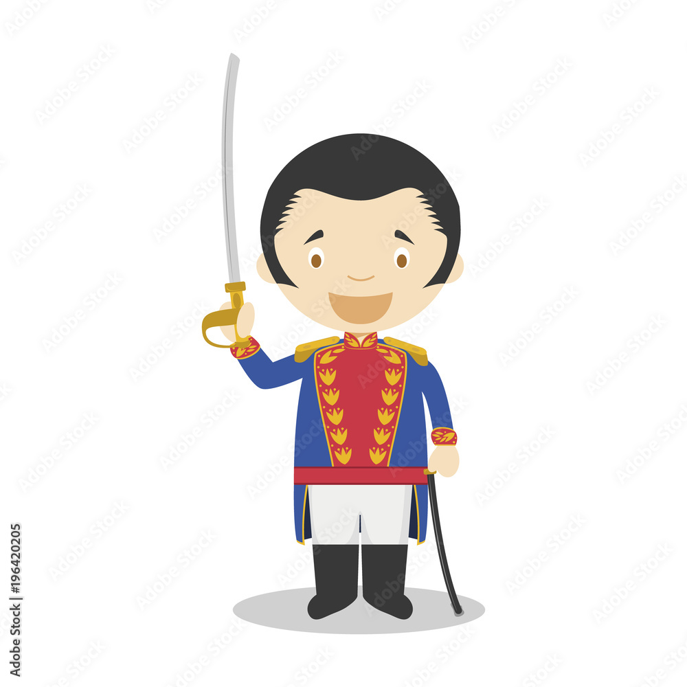 Simon Bolivar cartoon character. Vector Illustration. Kids History ...