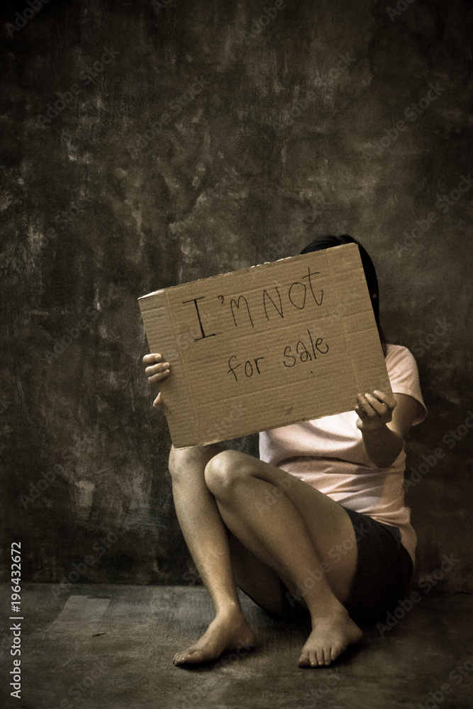 Human trafficking concept. I'm not for sale. Human is not a product ...
