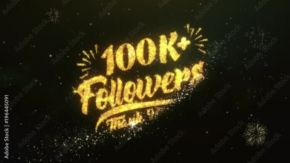 100K Followers Text Greeting and Wishes card Made from Glitter ...
