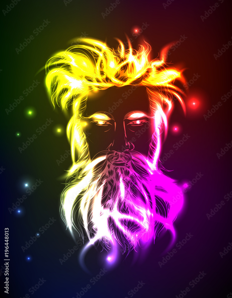 Hand-drawn fashion men from a neon. Vector illustration. A light man's ...